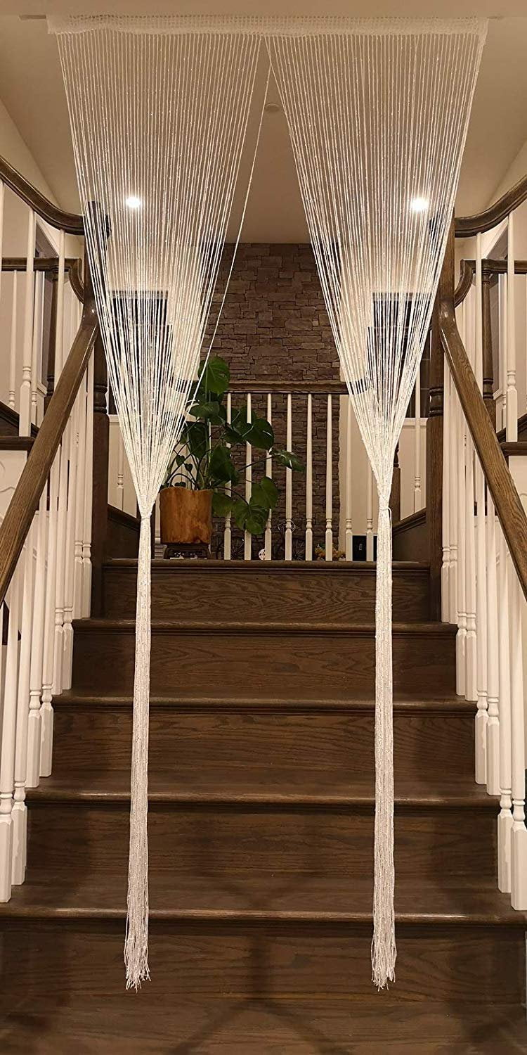 TJ Global String Curtain Room Divider Partition Door with Ribbon Thread ...