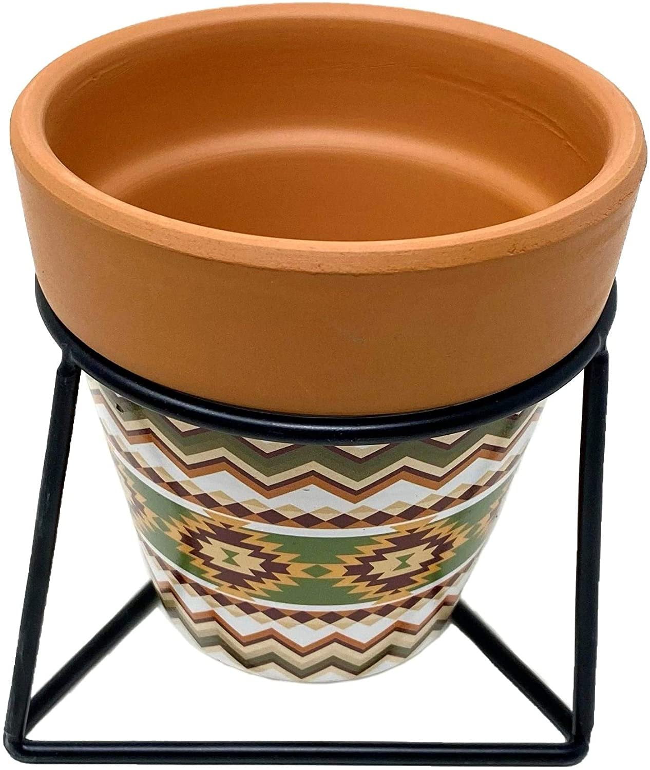 TJ Global Succulent Cactus Tribal-Print Terracotta Planter Pot with ...