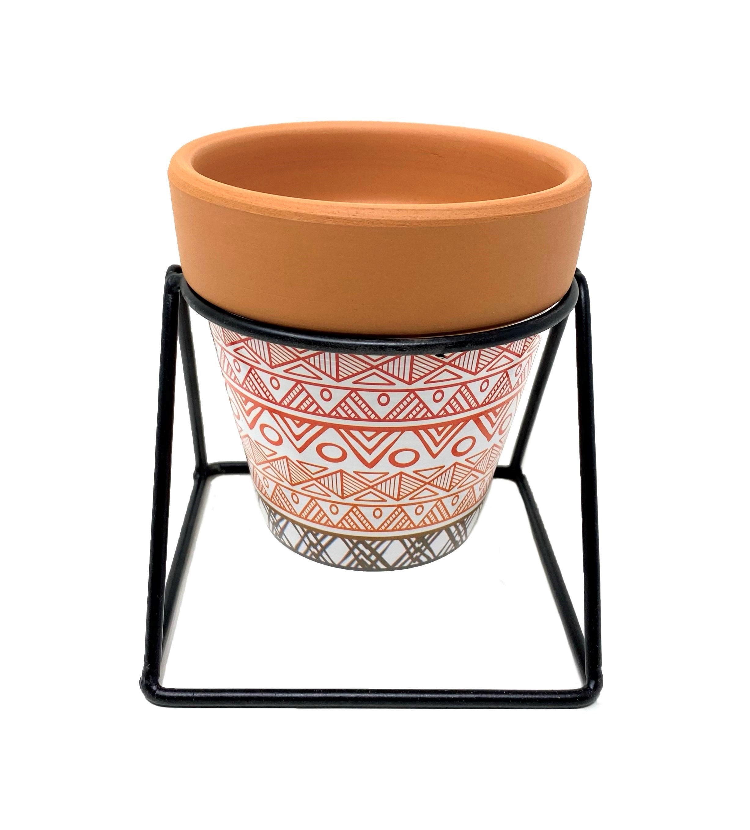 TJ Global Succulent Cactus Tribal-Print Terracotta Planter Pot with ...