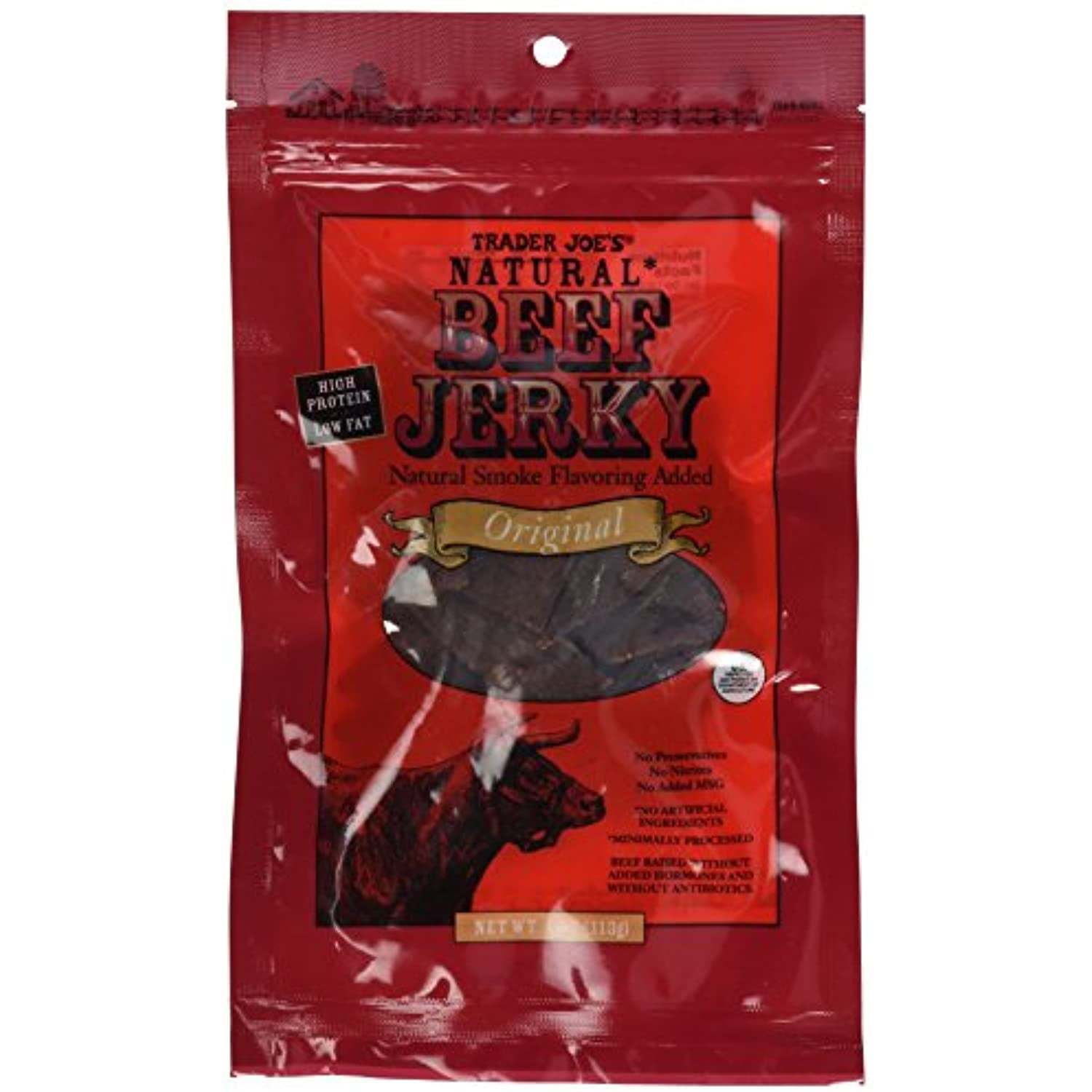 TJ Natural Beef Jerky Original Flavor 4 Ounce Package (Original ...