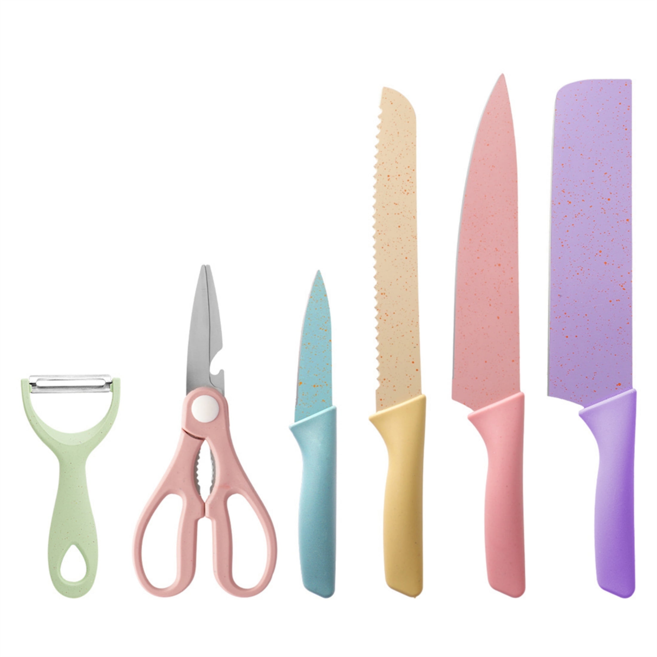 TJ POP Colorful Kitchen Knife Set 6 PCS, Colored Knives Set with Non ...