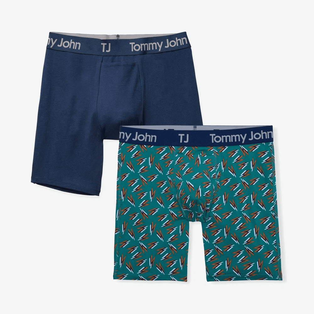 TJ | Tommy John Men's 6" Boxer Briefs 2pk - Navy Blue/Green, Small - Walmart.com