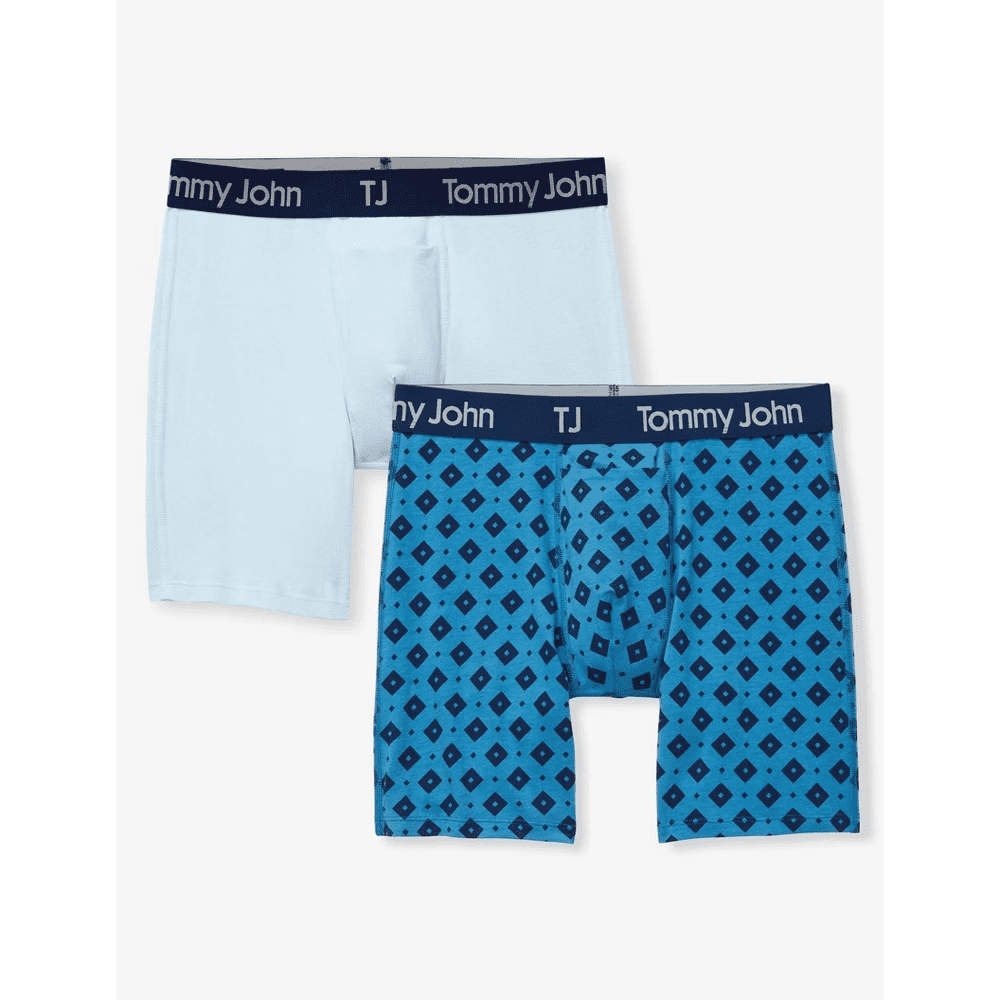 TJ | Tommy John Men's Diamond Print 6" Boxer Briefs 2pk - Blue, Small - Walmart.com