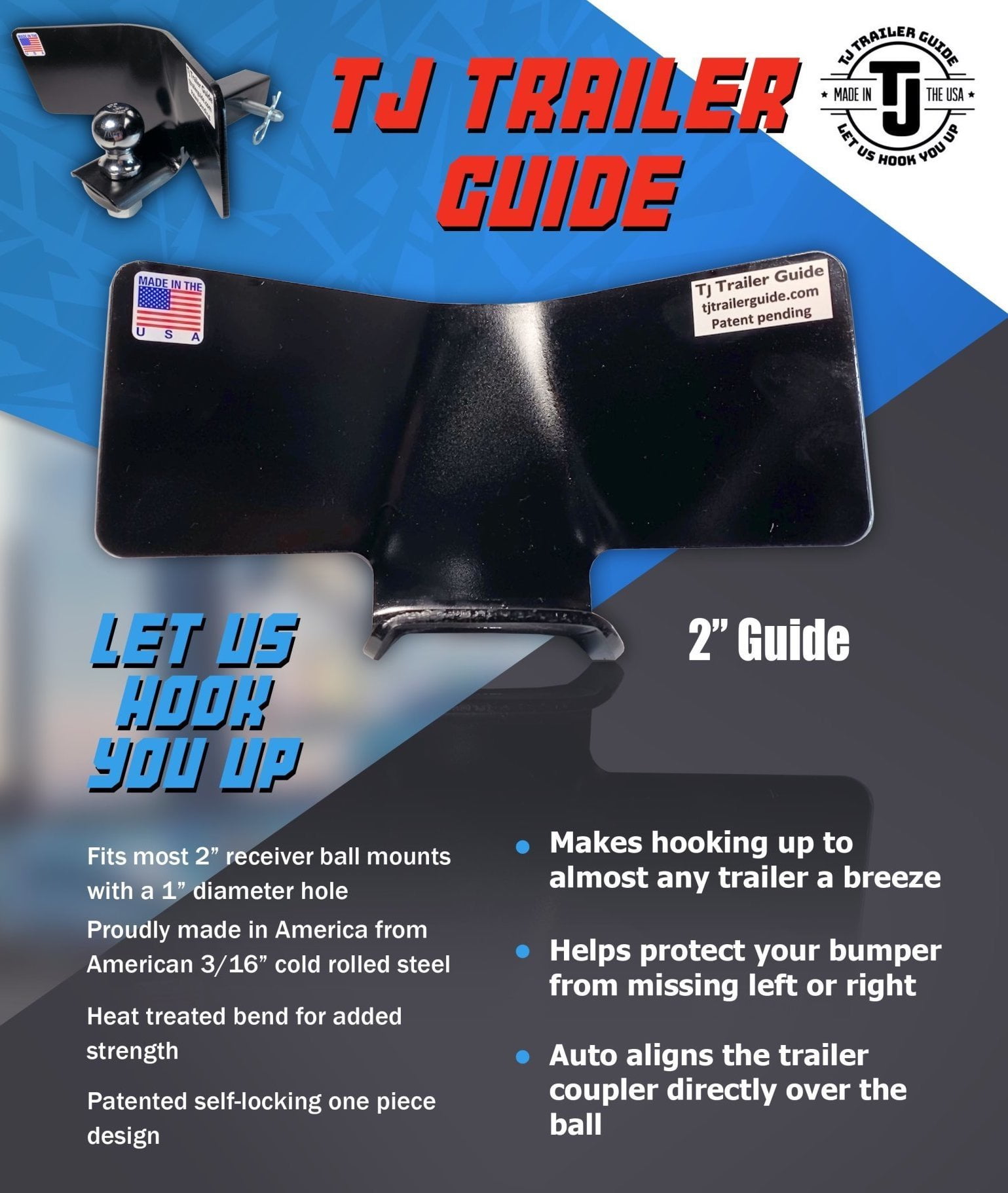TJ Trailer Guide 2" Trailer Coupler Alignment Hitch & Towing Parts ...