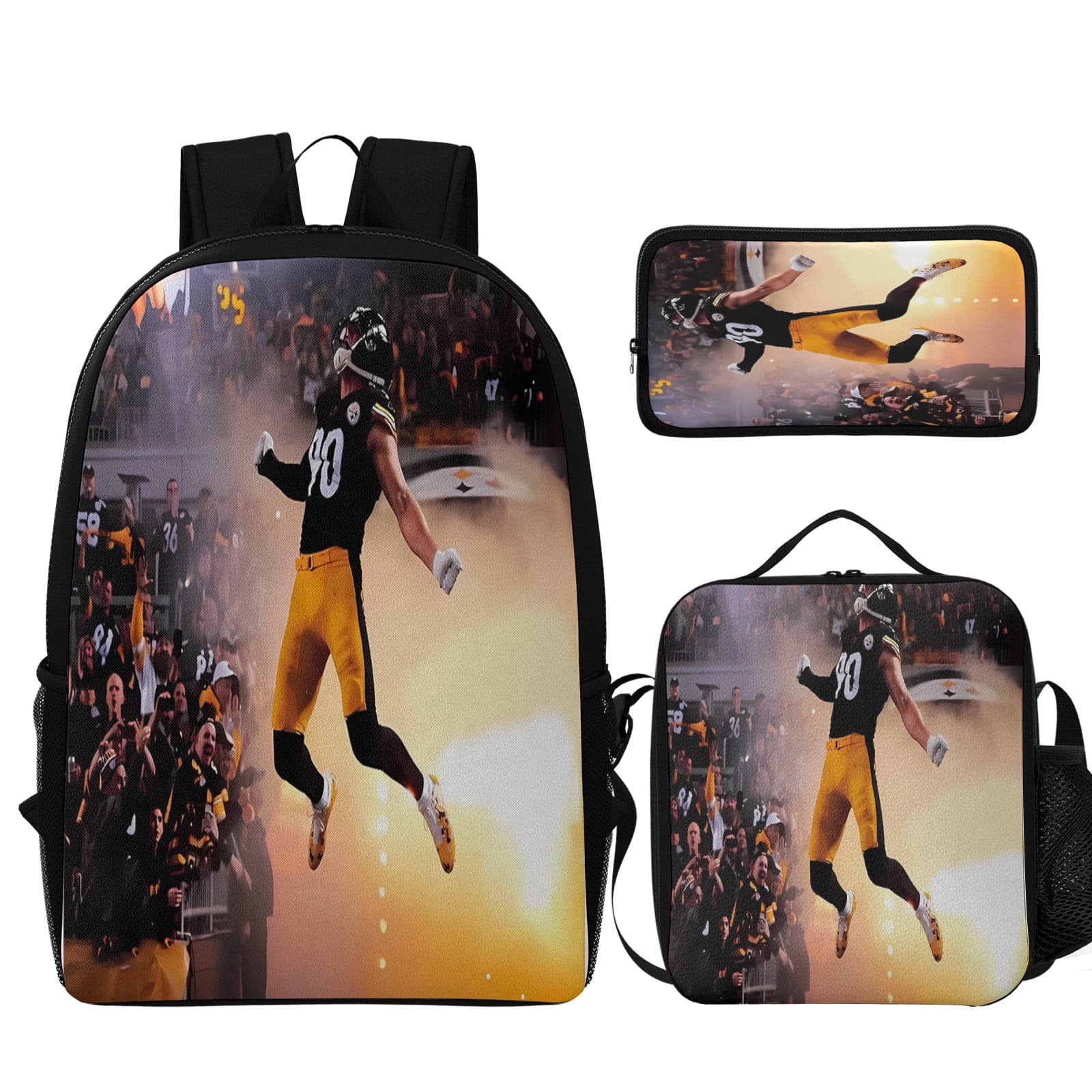 TJ_Watt Three piece backpack set for youth lunch bag pencil case ...