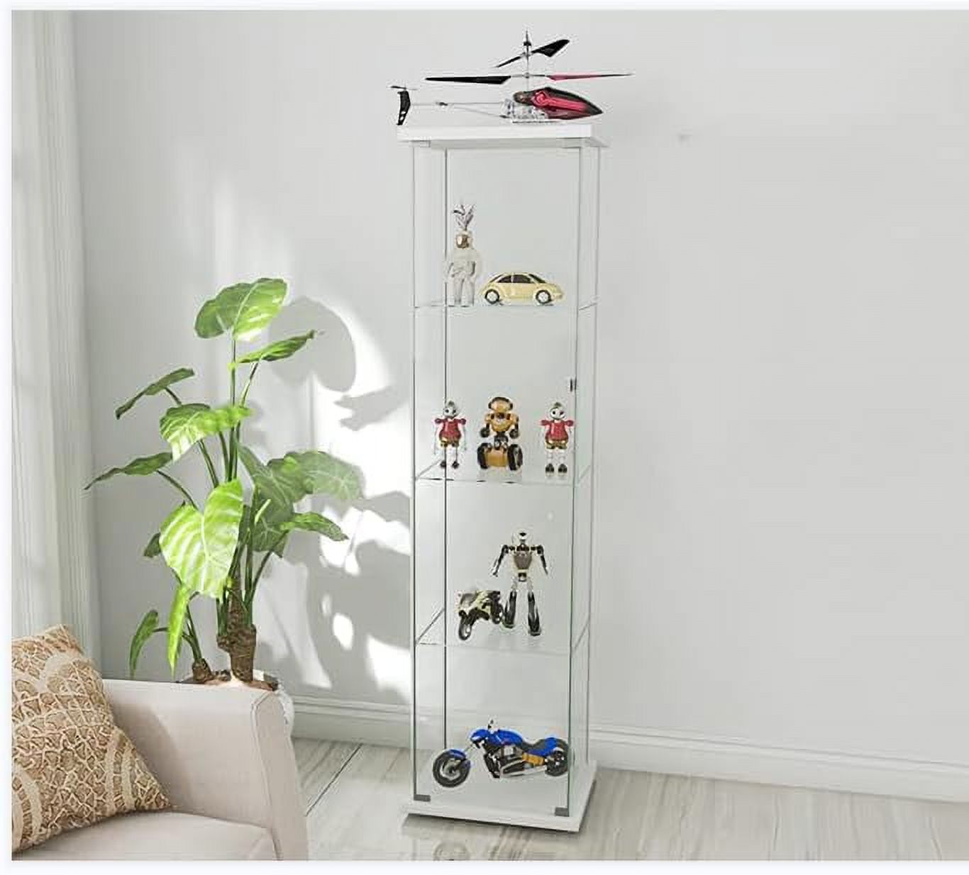 TJCGDTY 4- Glass Display Cabinet with Door&Locks Floor Standing Glass ...