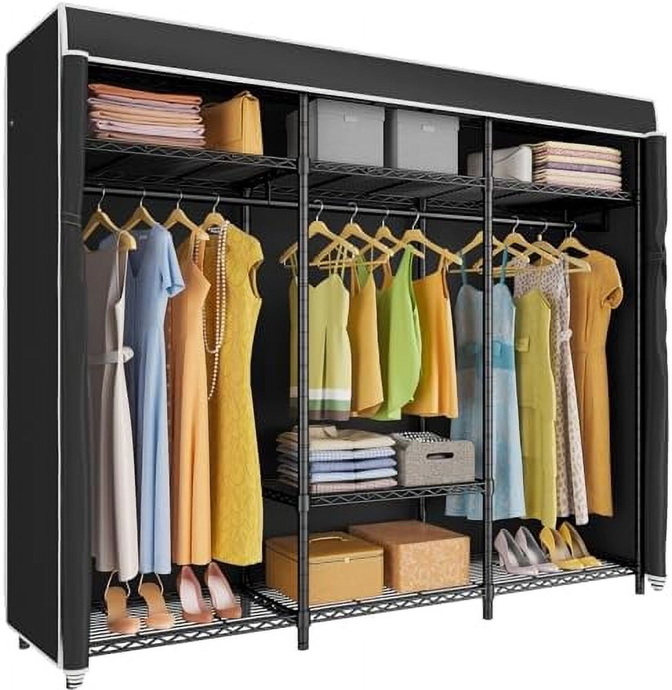 TJCGDTY V30C Garment Rack with Cover Heavy Duty Portable Closet Covered ...