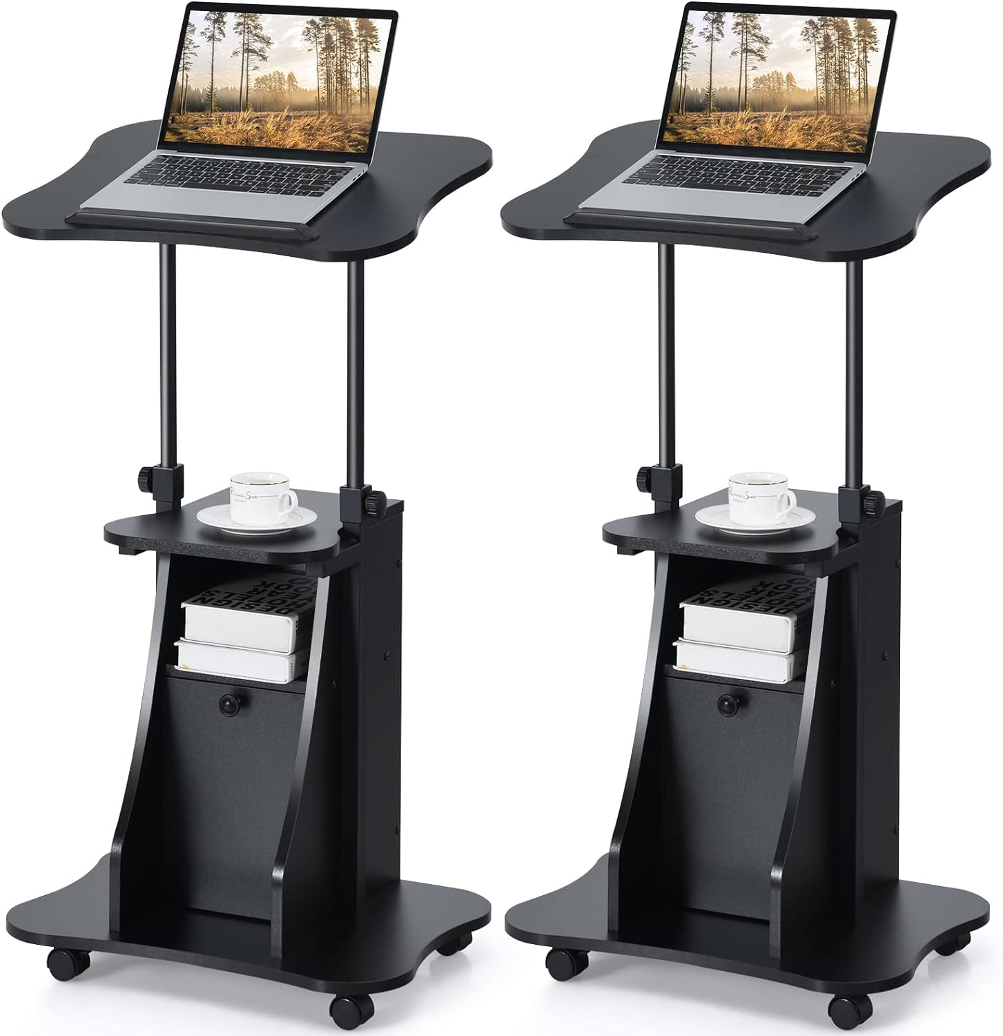 TJCGDTY VGYUIJN Mobile Lectern Podium Stand Rolling Laptop Cart w/ 180 ...