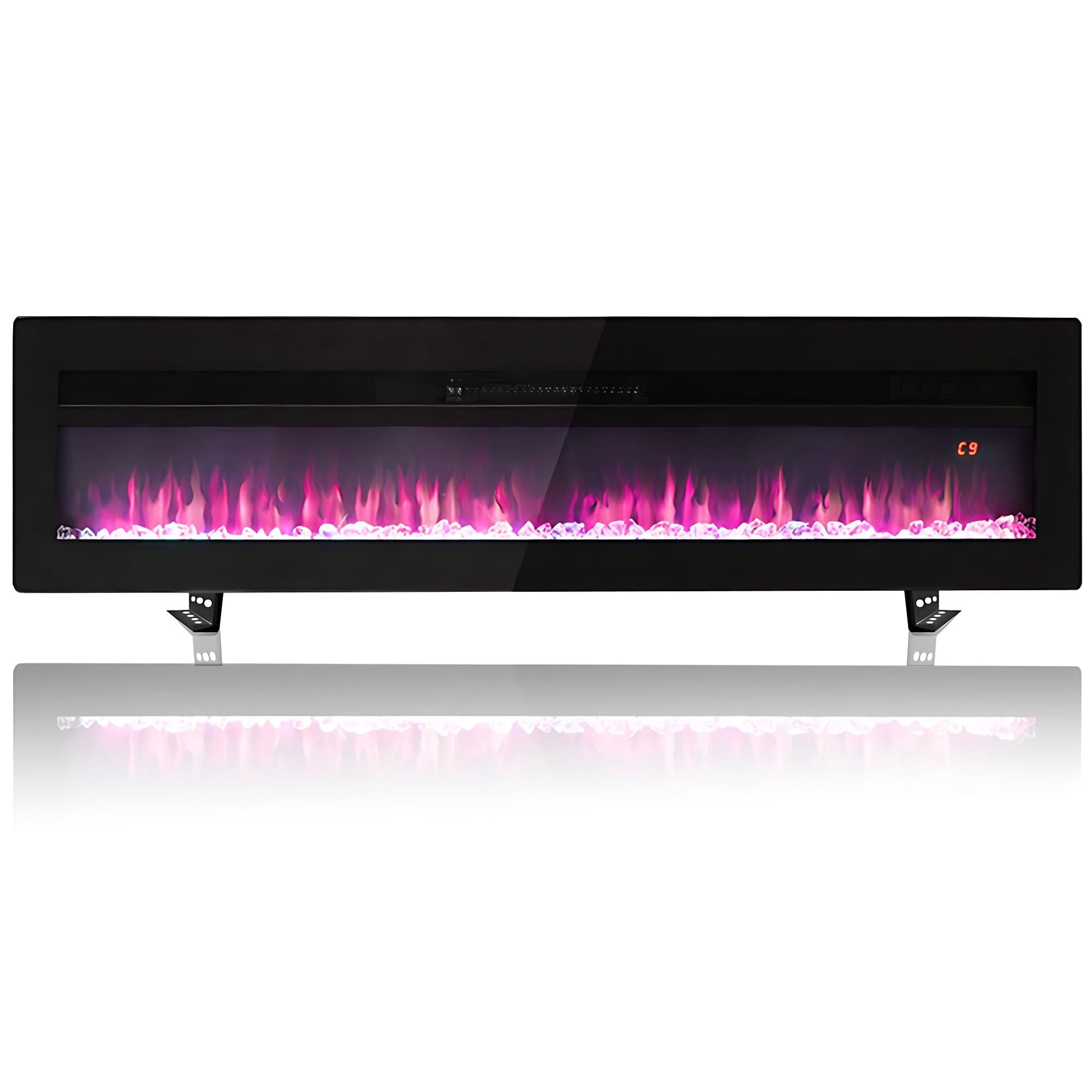 TJFU Recessed and Wall Mounted Electric Fireplace, Remote Control with ...