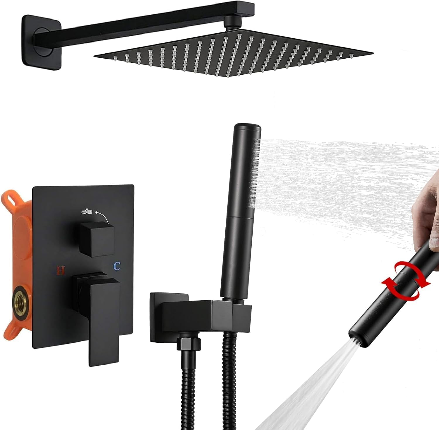 TJOUL 10 Inch Solid Brass Shower System Fixture High Pressure Mixer ...