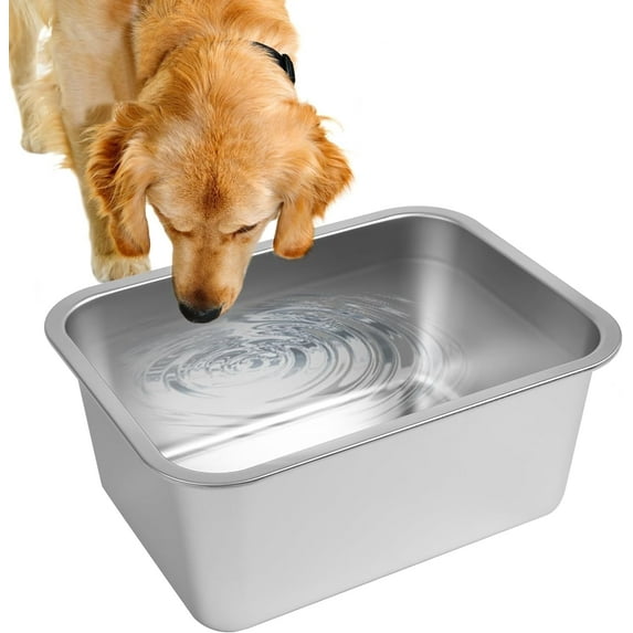 TJOUL 2 Gallons Large Dog Water Bowl, Stainless Steel Metal Dog Bowls ...