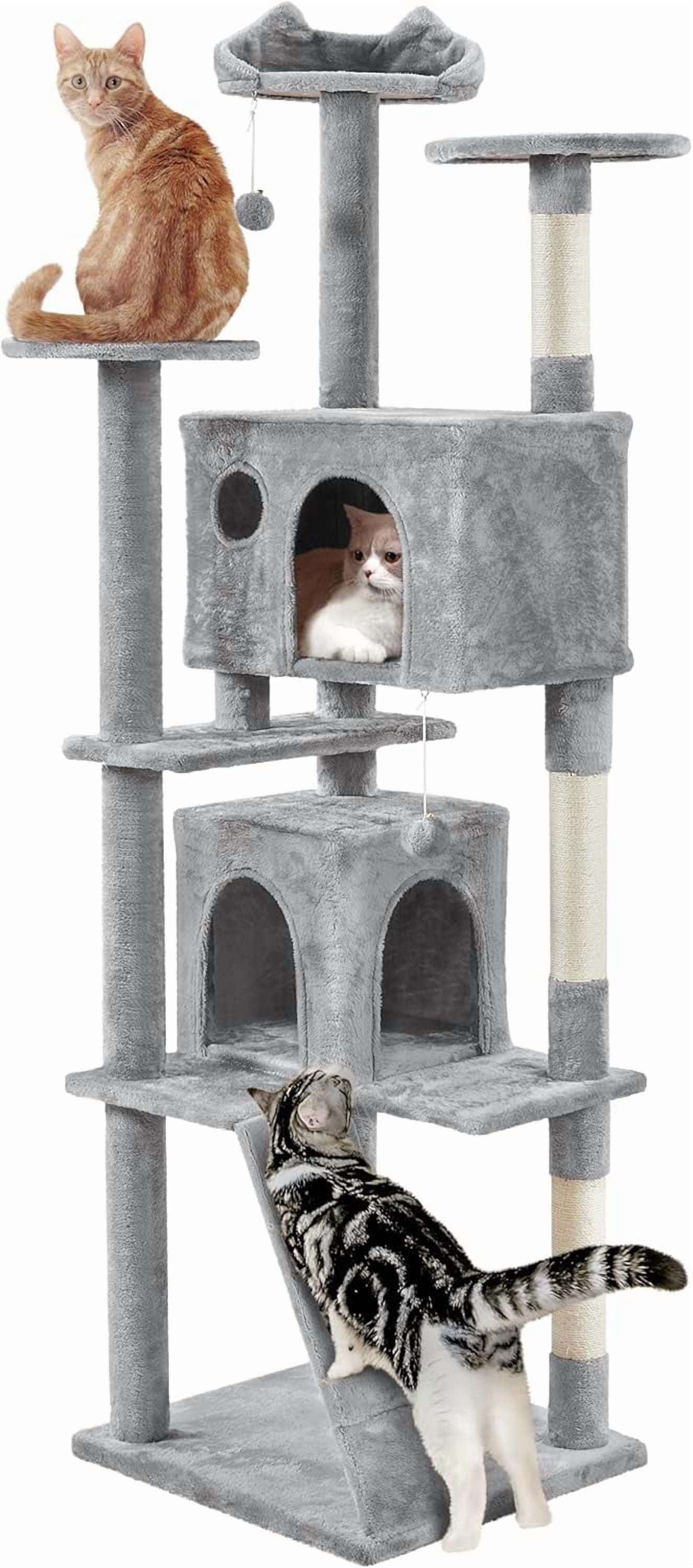 TJOUL 54in Cat Tree, Multi-Level Cat Tower with Spacious Kitten-ear ...
