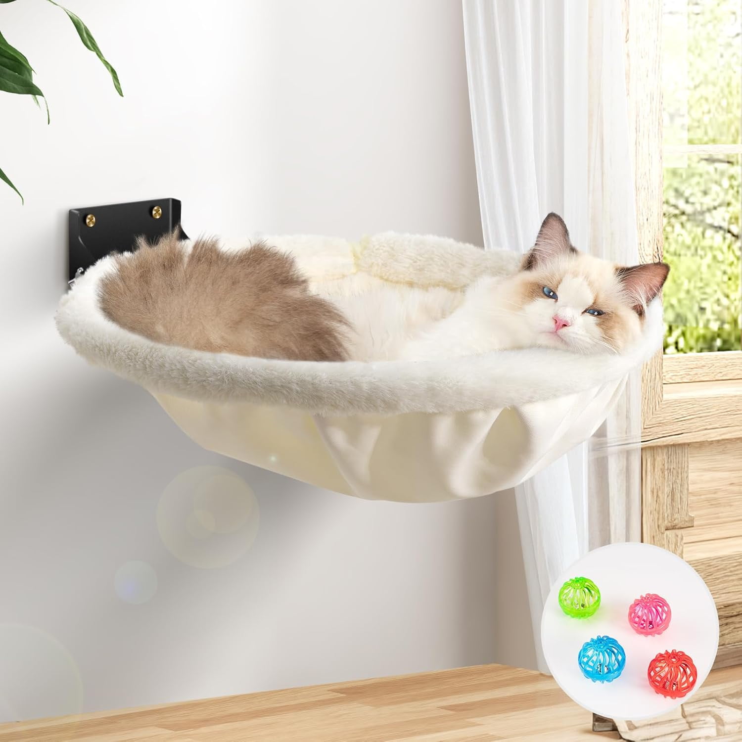 TJOUL Cat Hammock Wall Mounted, Foldable & Stable Cat Beds- Breathable ...