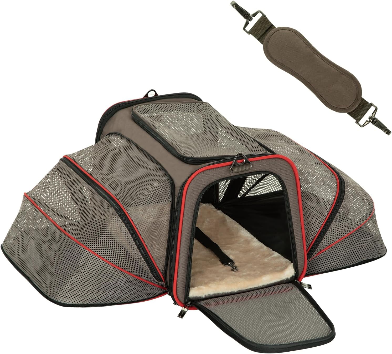 TJOUL Expandable Large Cat Carrier Small Dog Carriers Airline Approved ...