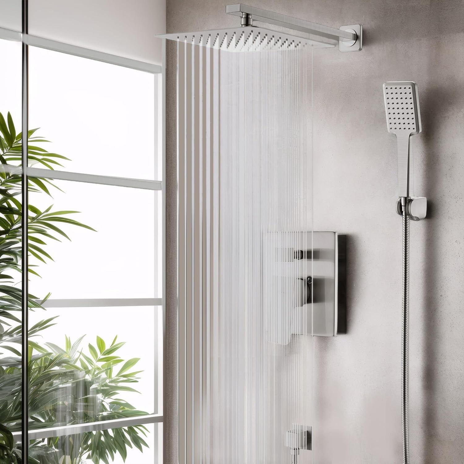 TJOUL Shower Faucet Set 10 Inch Rainfall Shower System with Shower Head ...