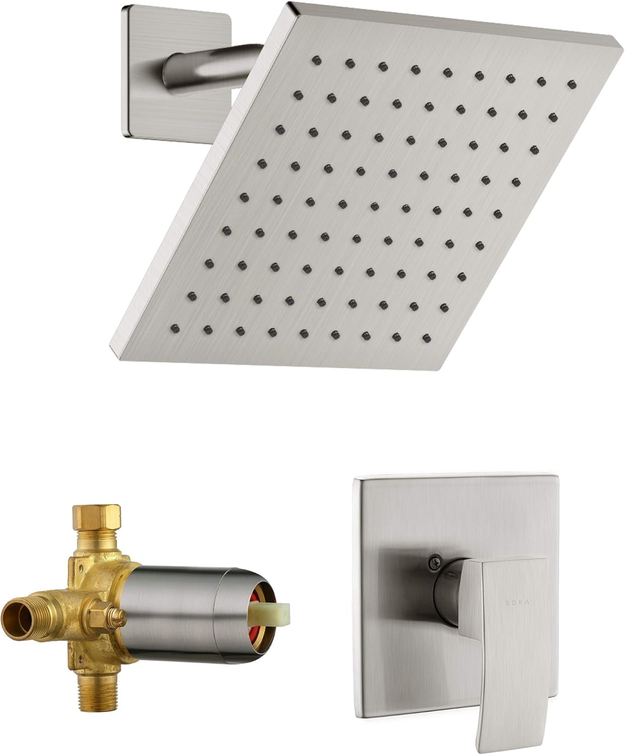 TJOUL Shower Faucet Set with 8 Inch Rainfall Shower Head Bathroom ...