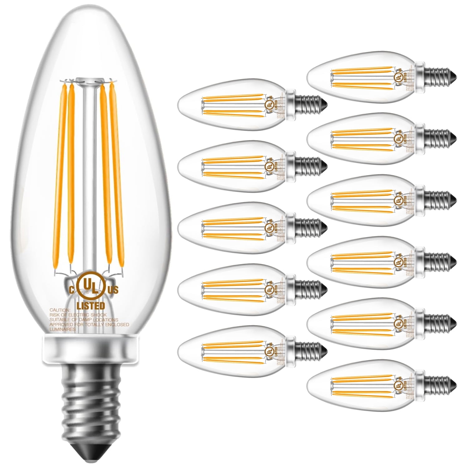 TJOY 12 Pack E12 Led Candelabra Bulbs 60W Equivalent, Dimmable ...