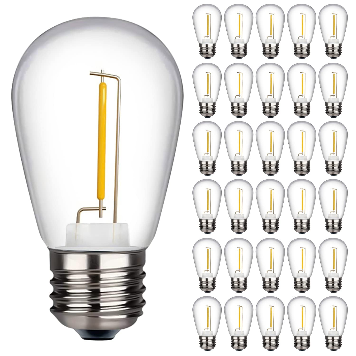 T-JOY 30 Pack LED S14 Replacement Bulbs, 1W Waterproof Warm White ...