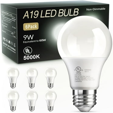 Luxrite A19 LED Light Bulb 60 Watt Equivalent, Non-Dimmable, 5000K ...