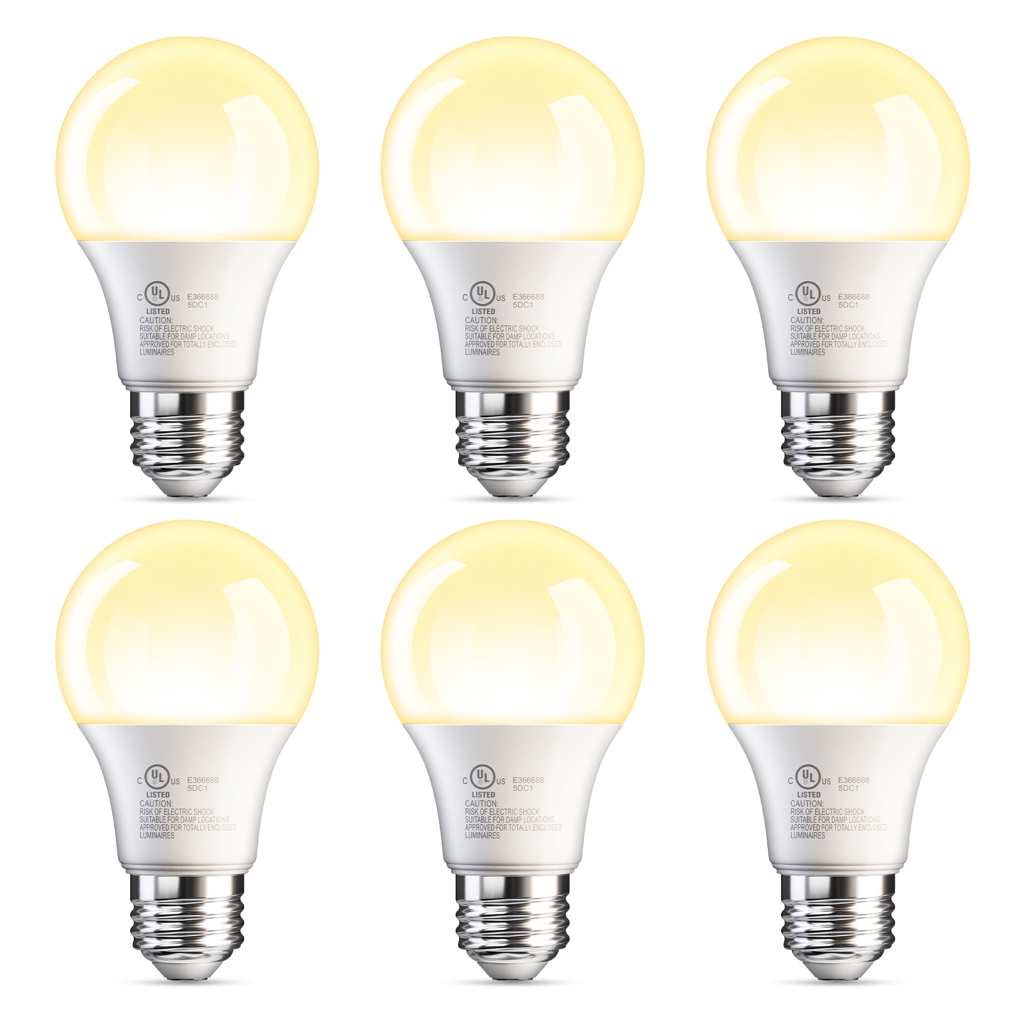 TJOY 6 Pack A19 LED Light Bulbs, 60 Watt Equivalent LED Bulb, Efficient ...