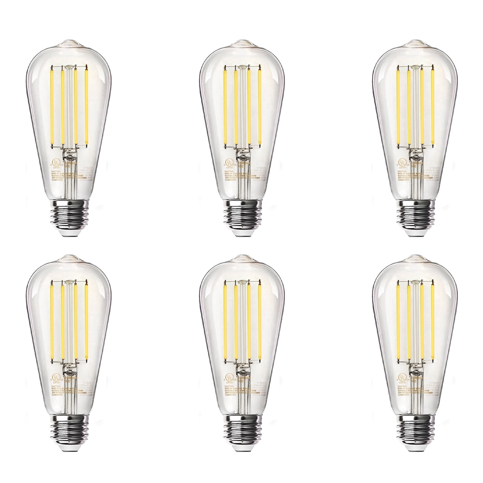 T-JOY Edison Vintage LED Bulbs 60W Equivalent Dimmable 2700K E26 Clear ...