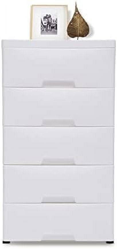 TJRUOPG 5 Tier Plastic Drawers Dresser Stackable Vertical Clothes Tower ...