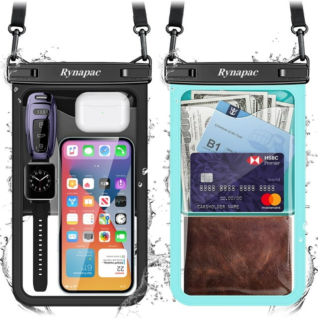 TJS [2 Pack] Up to 10" Large Waterproof Phone Pouch Bag, IPX8 ...