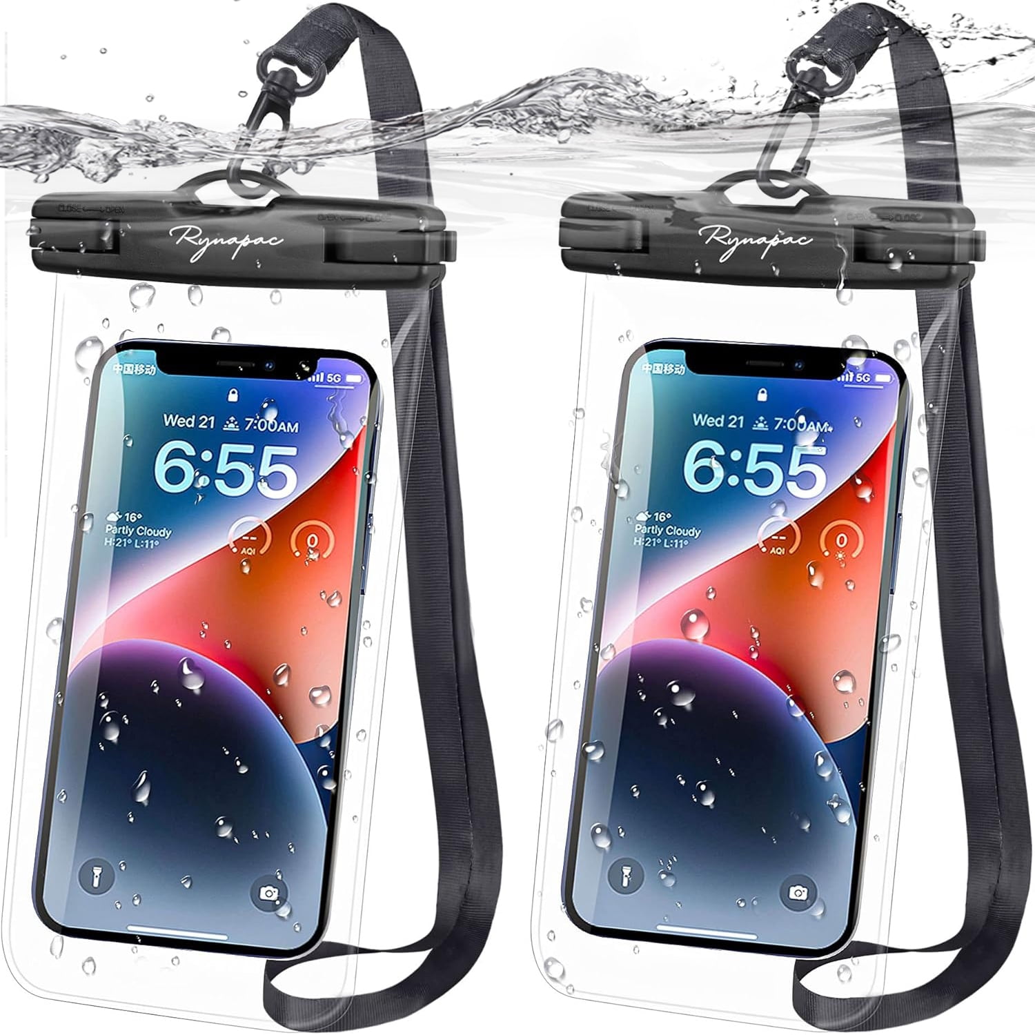 TJS [2 Pack] Up to 7.5" Large Waterproof Phone Pouch Bag with Lanyard ...