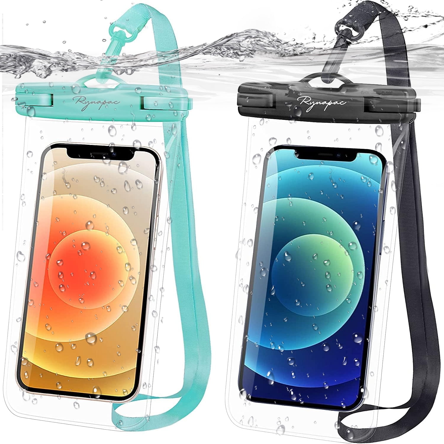 TJS [2 Pack] Up to 7.5" Large Waterproof Phone Pouch Bag with Lanyard ...