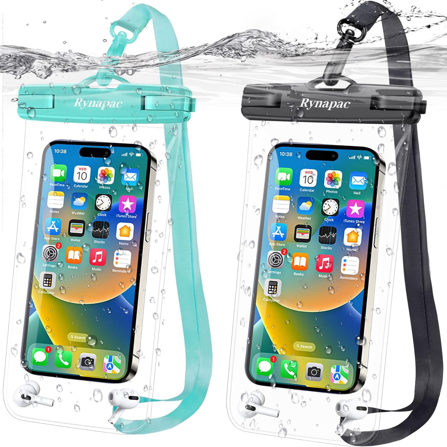 TJS Waterproof Phone Pouch [2 Pack], IPX8, for iPhone 15 Pro Max, 14 ...