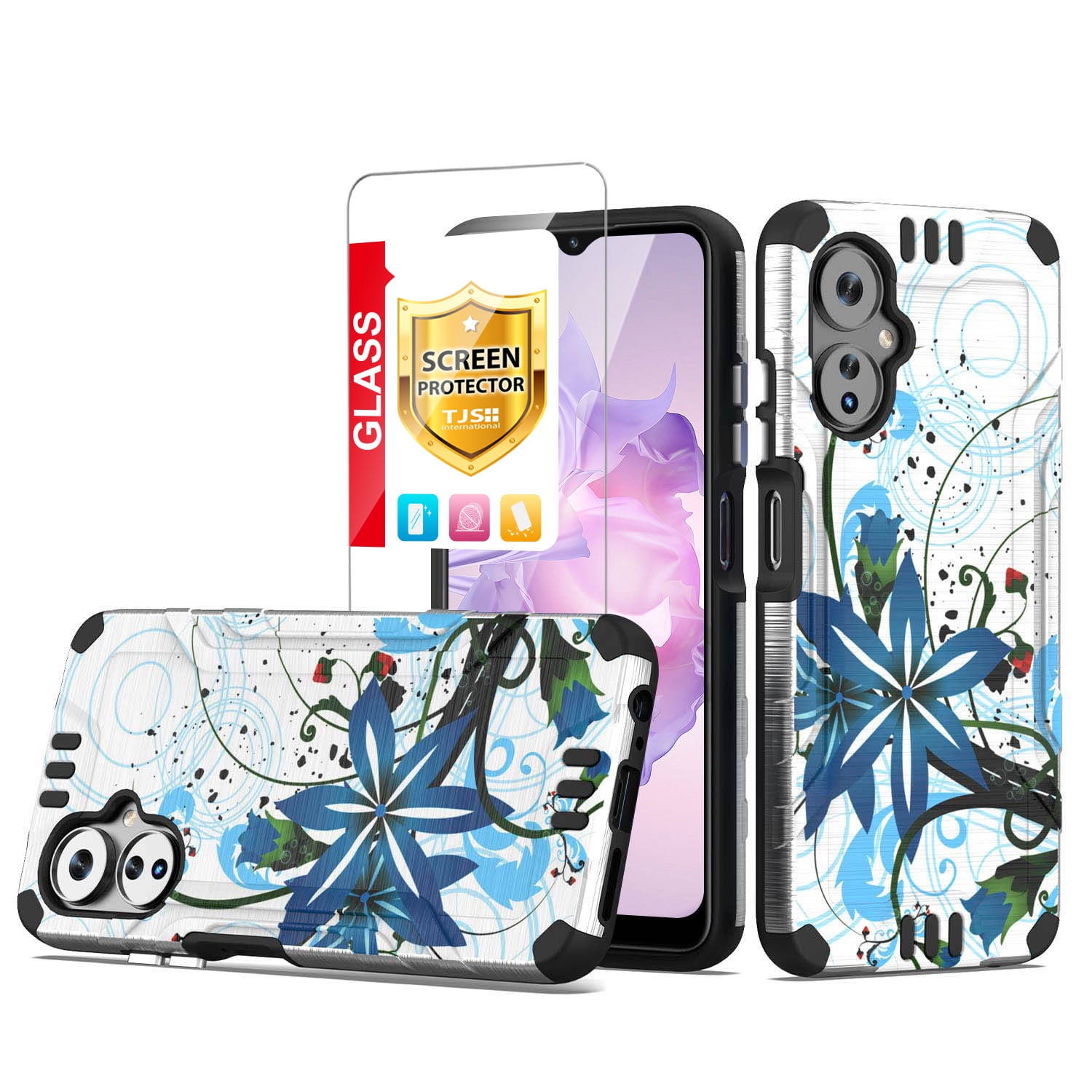 TJS for Boost Mobile Celero 5G 2024 (3rd Version) Phone Case, with Tempered Glass Screen ...