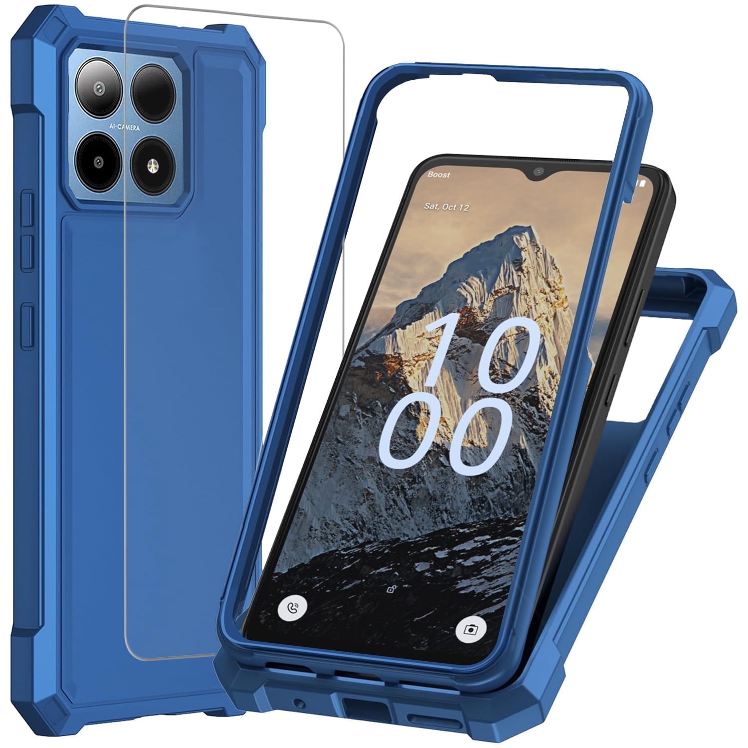 TJS for Boost Summit 5G Phone Case, with Tempered Glass Screen ...