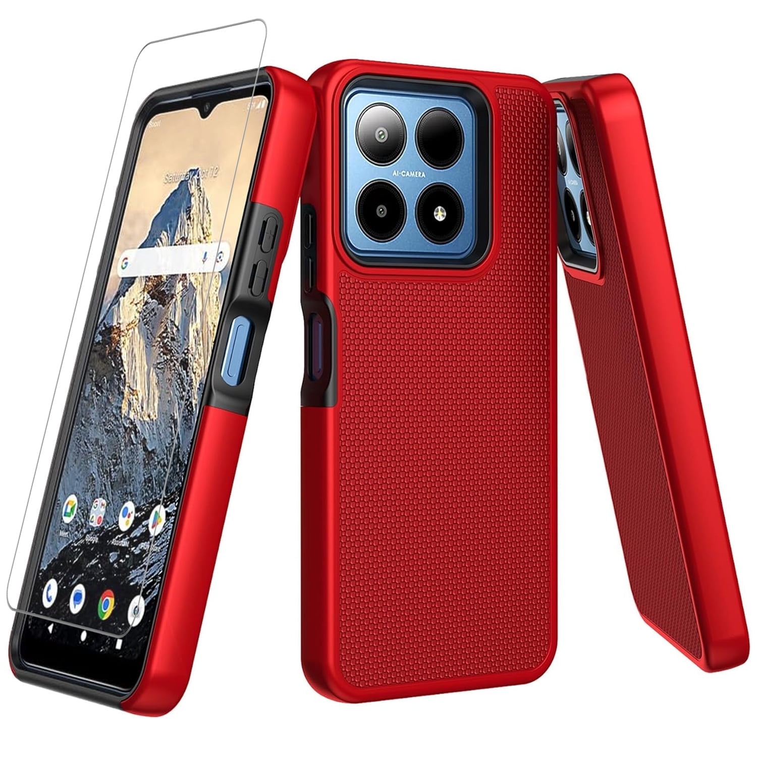 TJS for Boost Summit 5G Phone Case, with Tempered Glass Screen ...