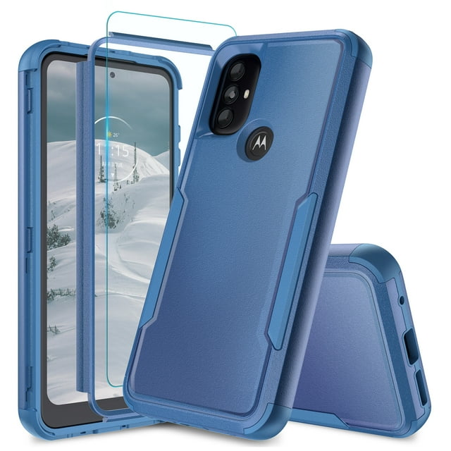 TJS Motorola Moto G Pure/Power 2021/22 Case, Shockproof with Tempered ...
