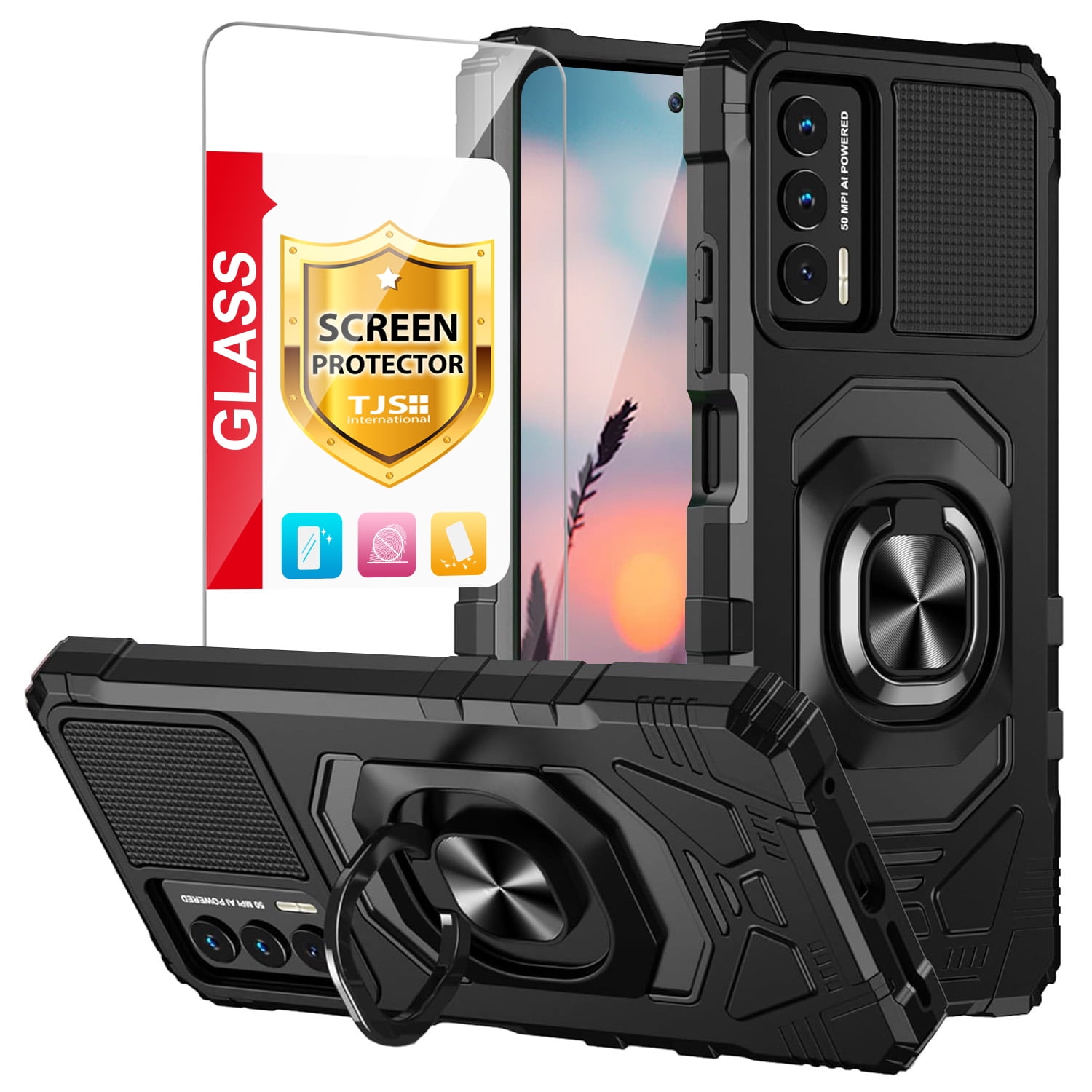 TJS for Cricket Outlast / AT&T Jetmore Phone Case, with Tempered Glass ...