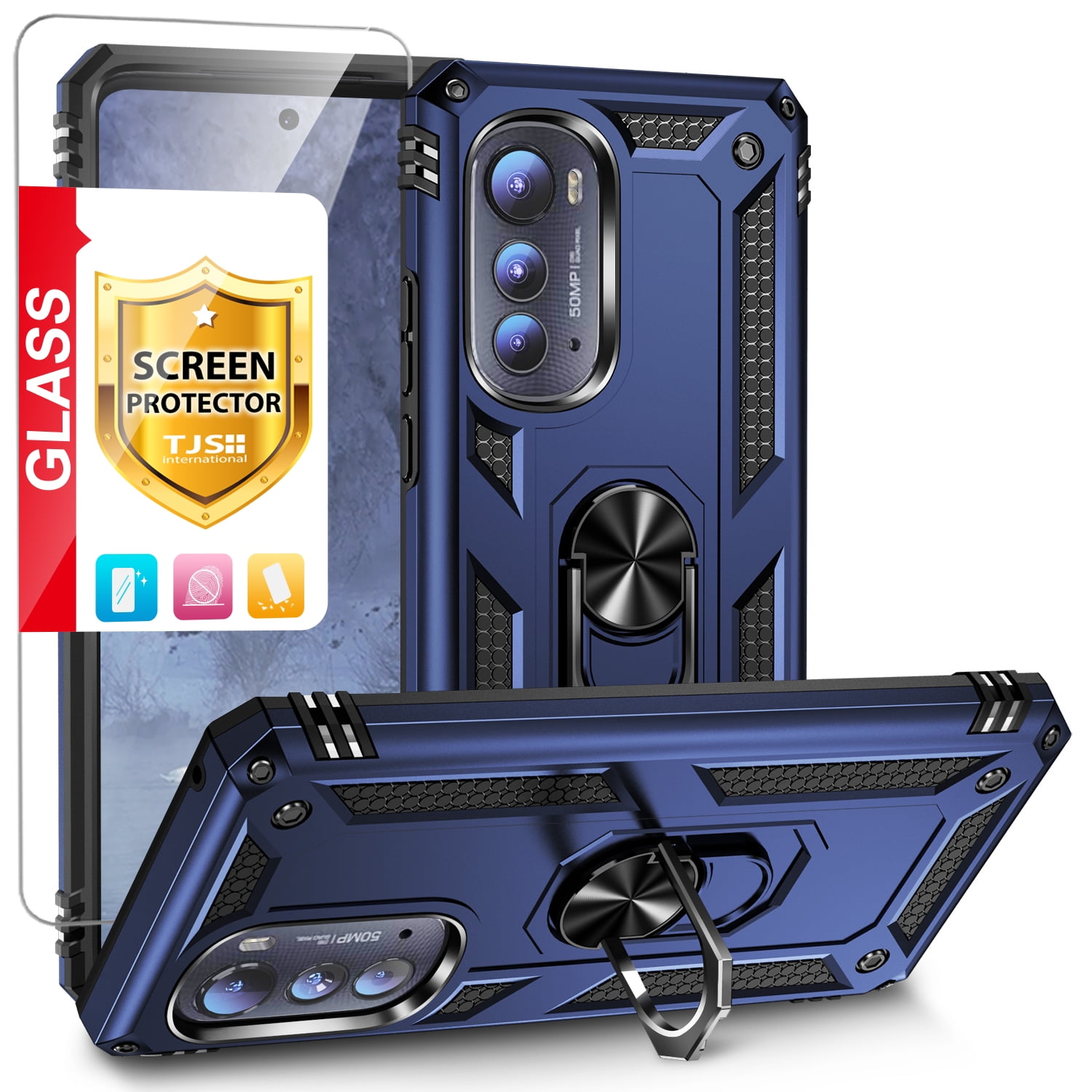 TJS Motorola Edge 5G 2022 Case, Impact Resistant, Magnetic Kickstand ...