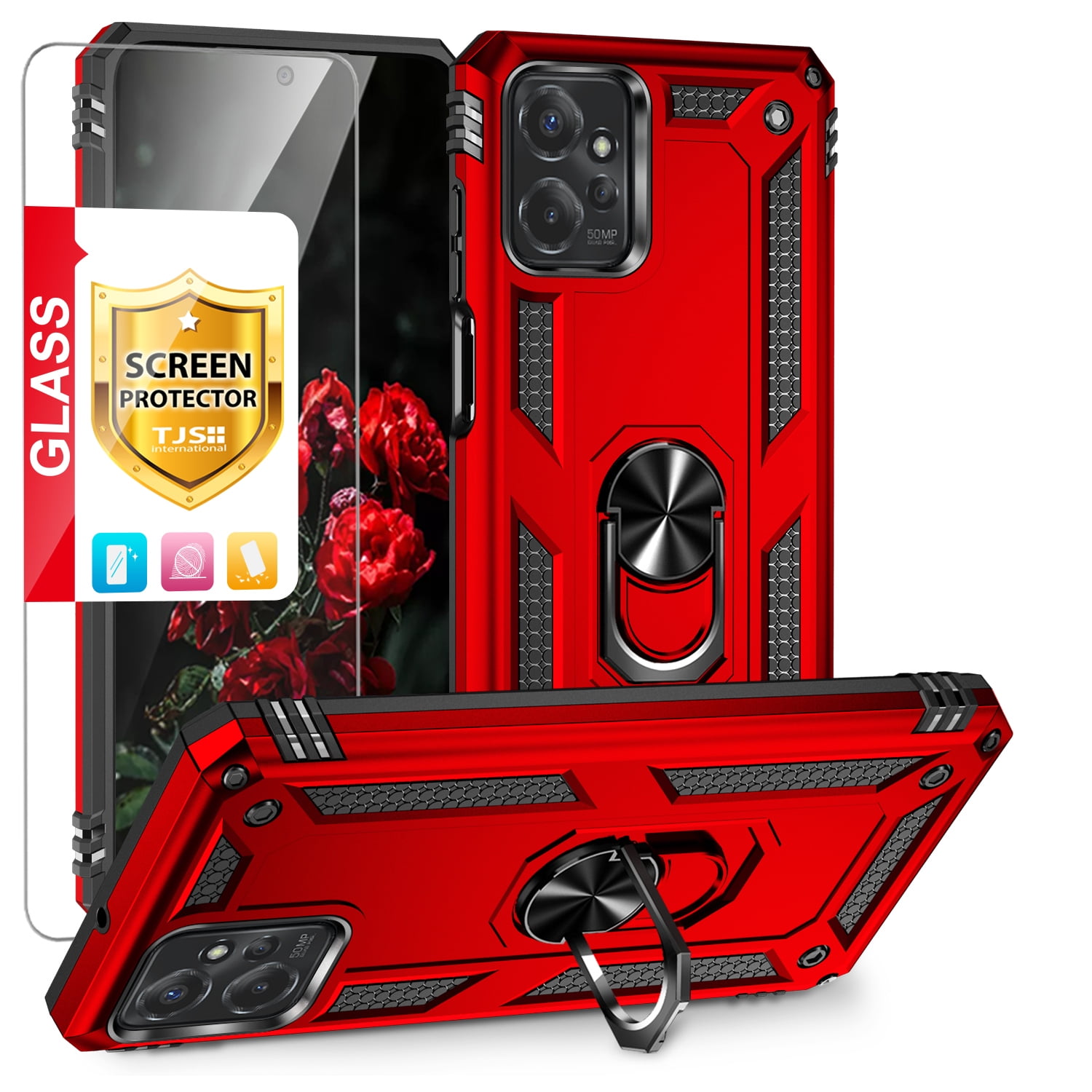 TJS for Motorola Moto G Power 2023 Phone Case, with Tempered Glass ...