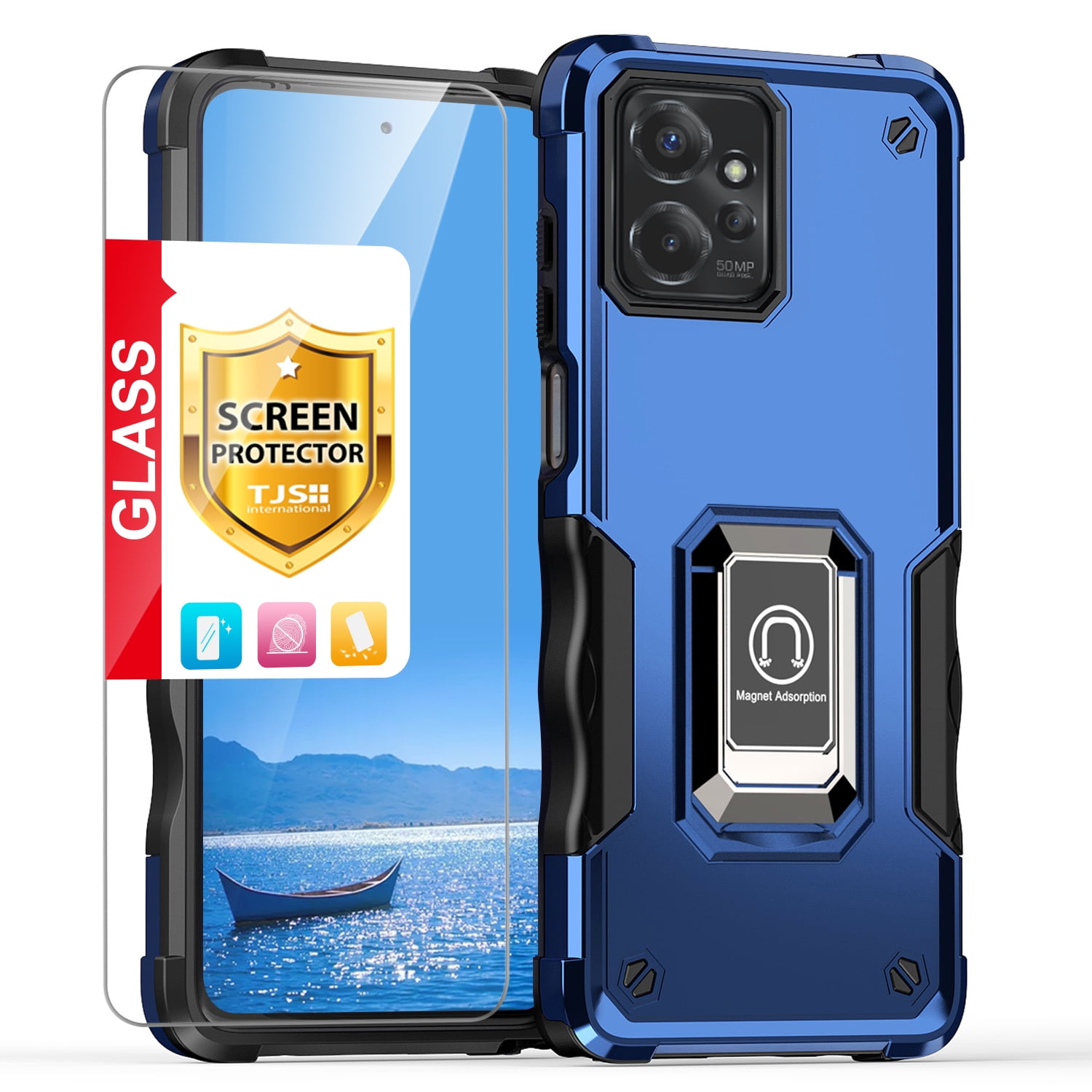 TJS Moto G Power 2023 Case - Military Grade, Magnetic Ring Kickstand ...