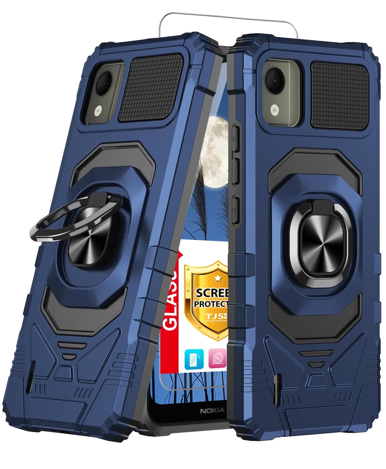 TJS Military Grade Nokia C110 Phone Case with Screen Protector, Car ...
