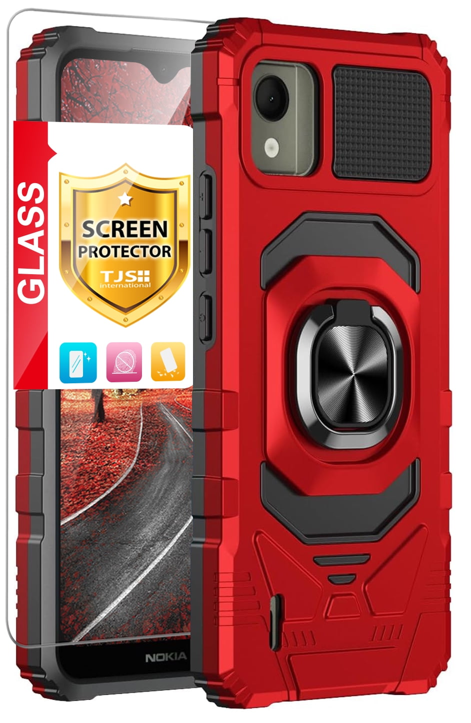 TJS Military Grade Phone Case for Nokia C110, Magnetic Car Mount ...