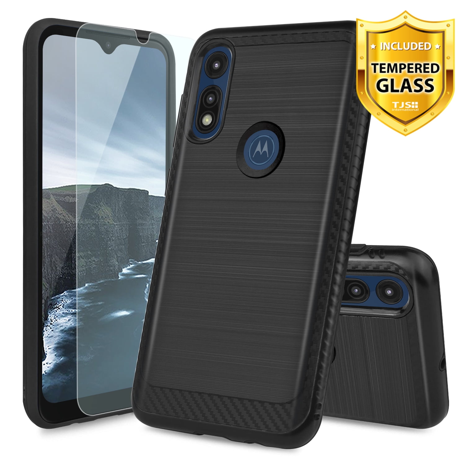 TJS Phone Case Compatible for Motorola Moto E 2020, with [Tempered ...