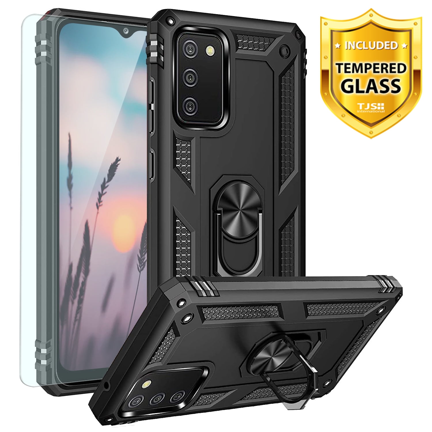 TJS for Samsung Galaxy A02S Phone Case, with Tempered Glass Screen ...
