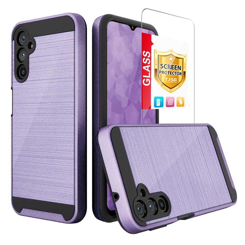 TJS Samsung Galaxy A14 5G Case, Dual Layer Armor with Screen Protector (Purple) - Walmart.com