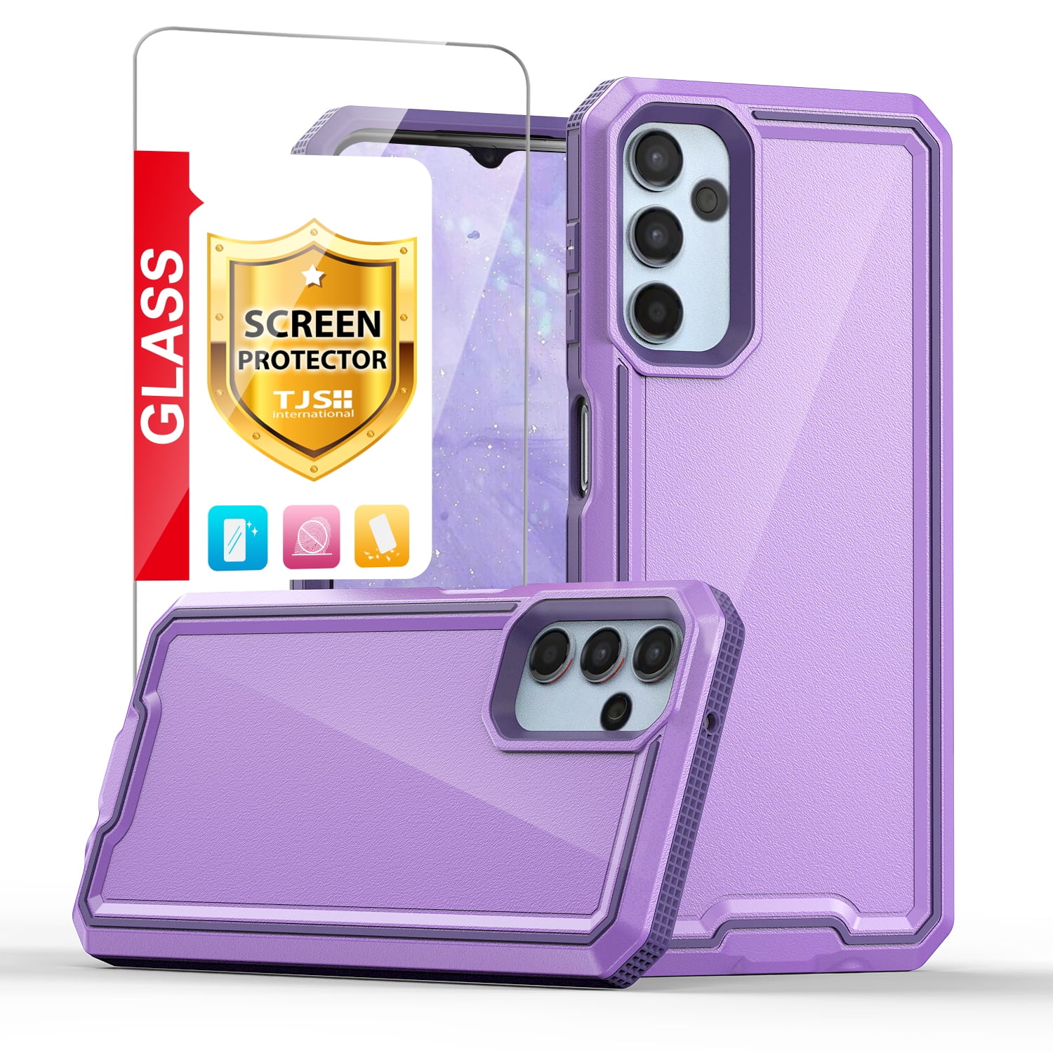 TJS Samsung Galaxy A14 5G Phone Case, Tempered Glass Protector, Dual ... TJS Samsung Galaxy A14 5G Phone Case, Tempered Glass Protector, Dual ...