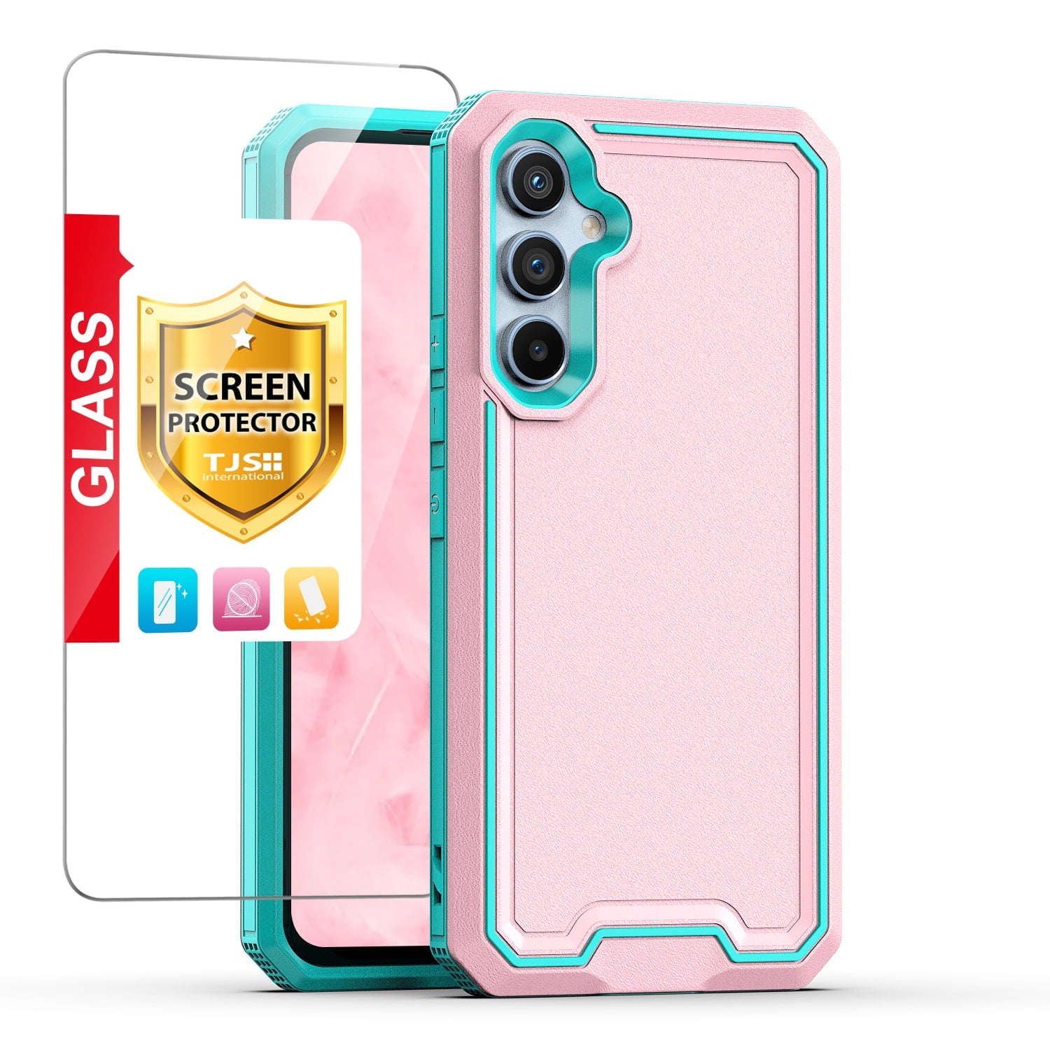 TJS for Samsung Galaxy A15 5G Phone Case, with Tempered Glass Screen ...