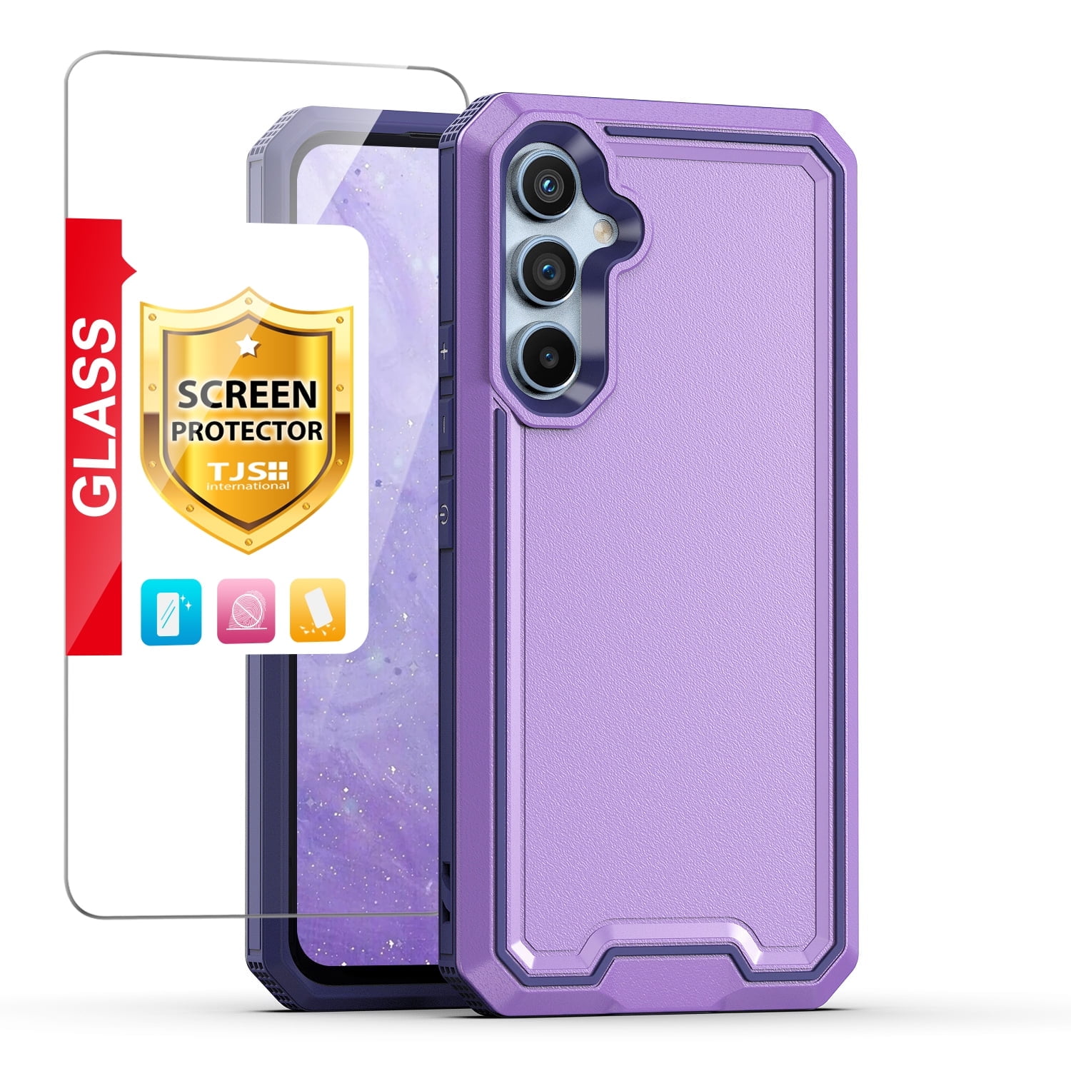 TJS for Samsung Galaxy A15 5G Phone Case, with Tempered Glass Screen ...