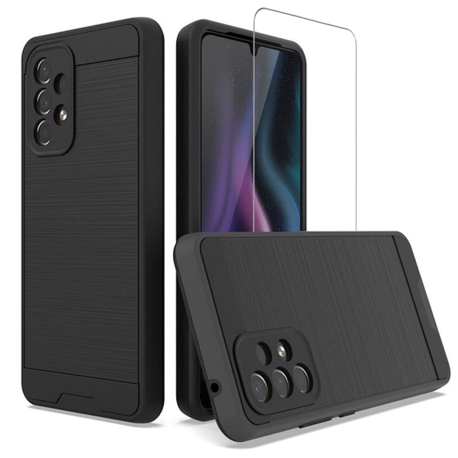 TJS for Samsung Galaxy A54 5G Phone Case, with Tempered Glass Screen Protector, Dual Layer ...