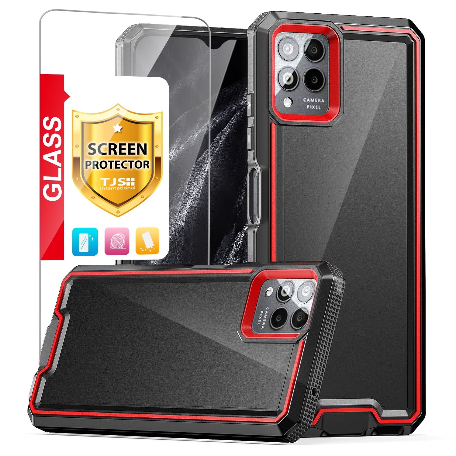 TJS for T-Mobile Revvl 6x 5G / Revvl 6 5G Phone Case, with Tempered ...