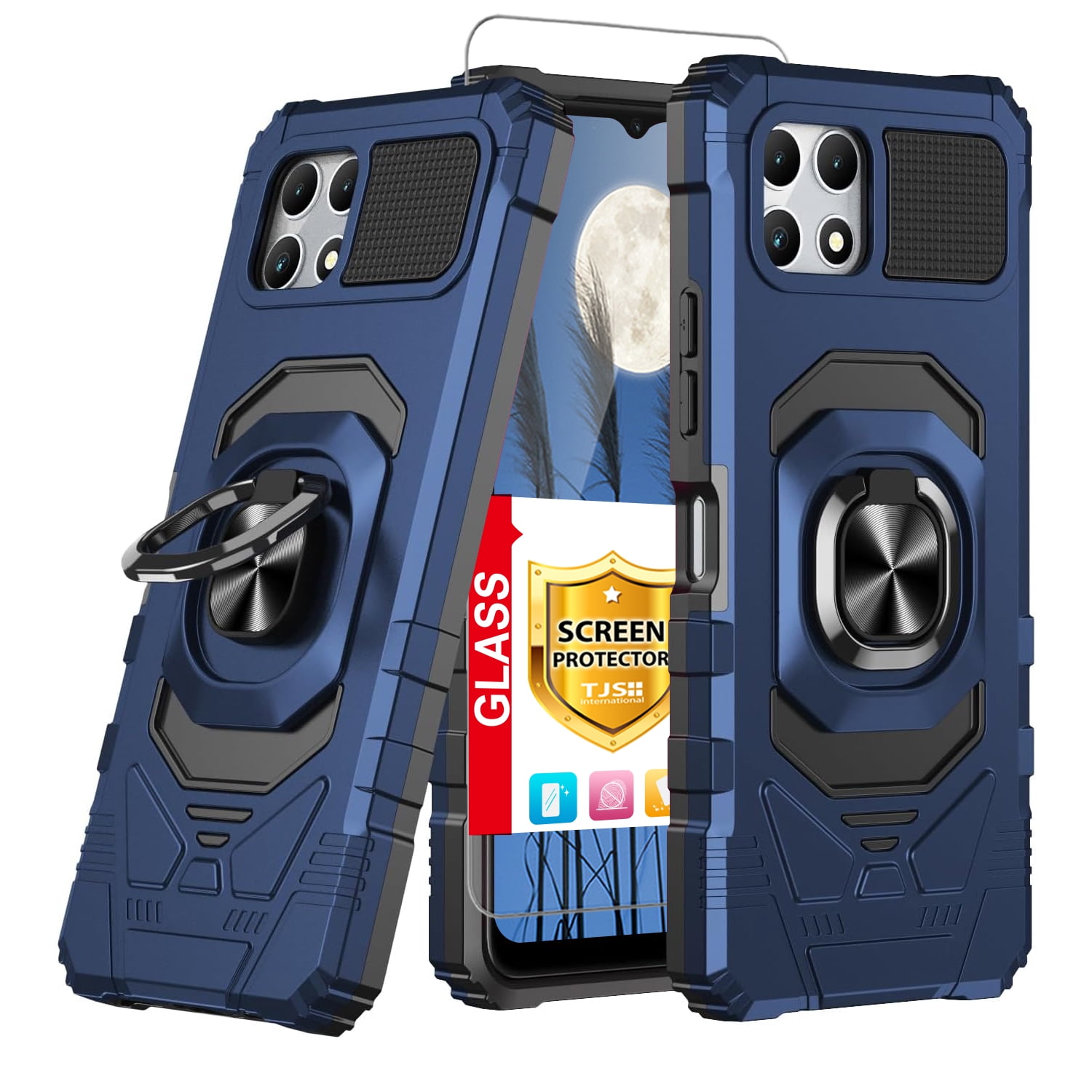 TJS Phone Case for T-Mobile Revvl 7 5G with Tempered Glass Screen ...