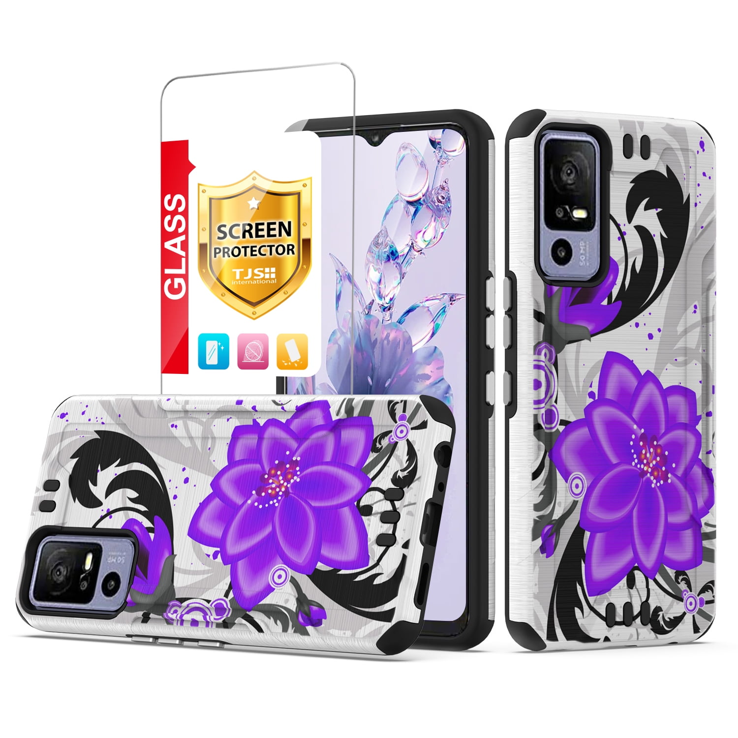 TJS TCL 40 XE 5G Magnetic Metallic Phone Case, Purple Lily - Walmart.com